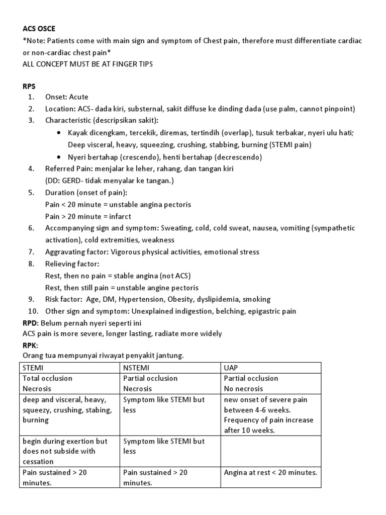 Acs Osce | PDF | Myocardial Infarction | Cardiovascular Physiology