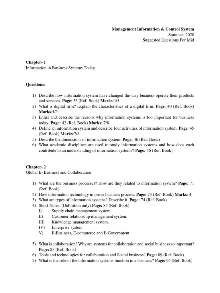 MIS - Questions | PDF | Information System | Business Process