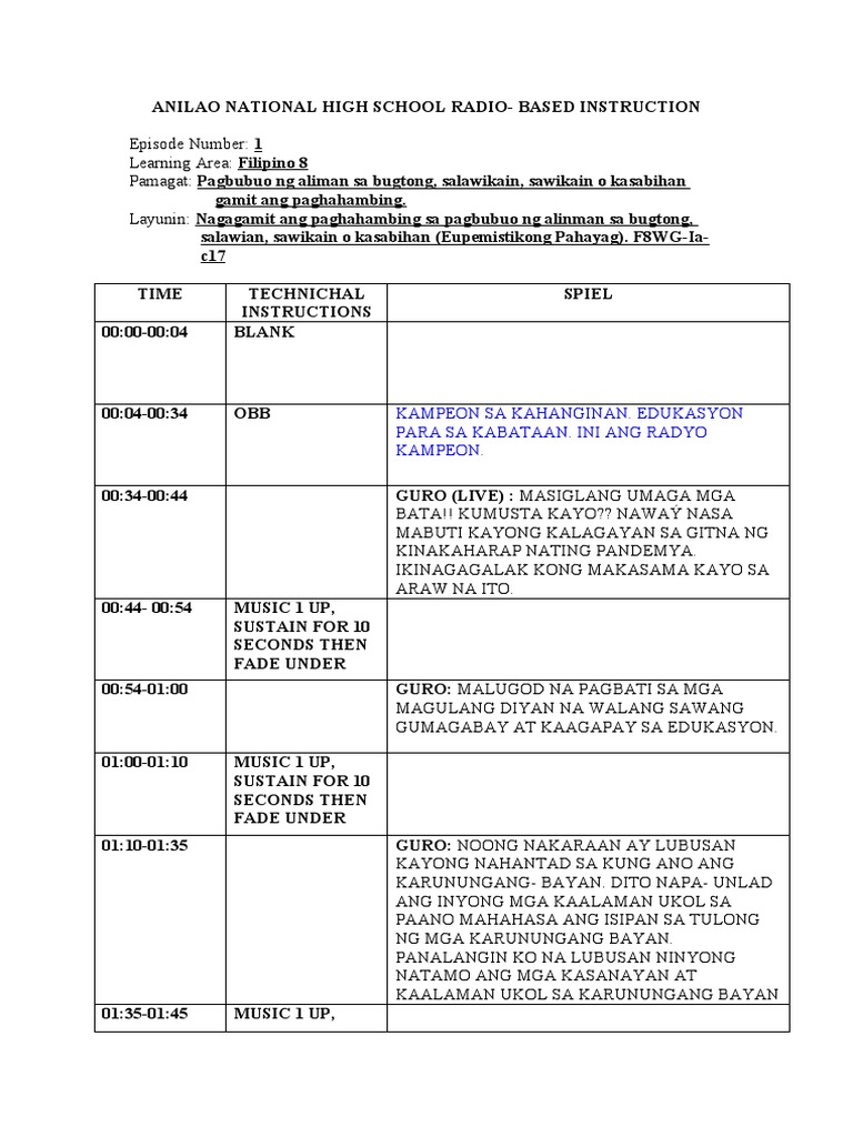 Filipino Radio - Based Instruction | PDF