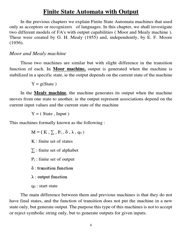 7 Finite State Automata With Output Download Free Pdf Formal
