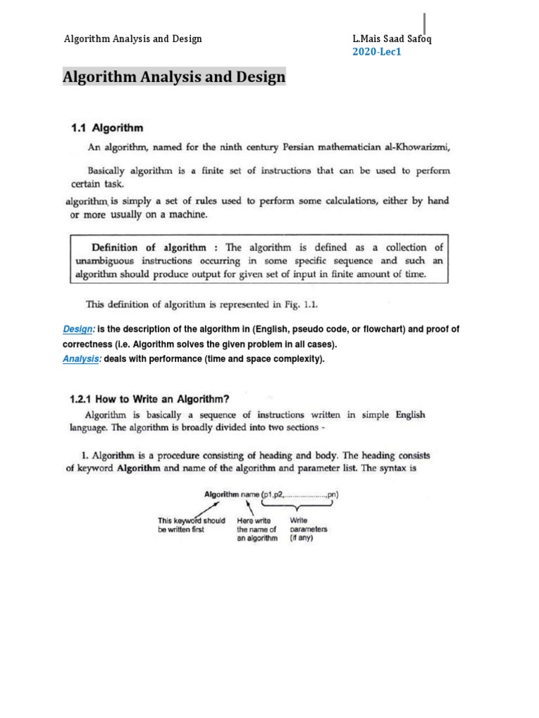 Algorithm-L1-Introduction To Algorithm Design 2020 | PDF