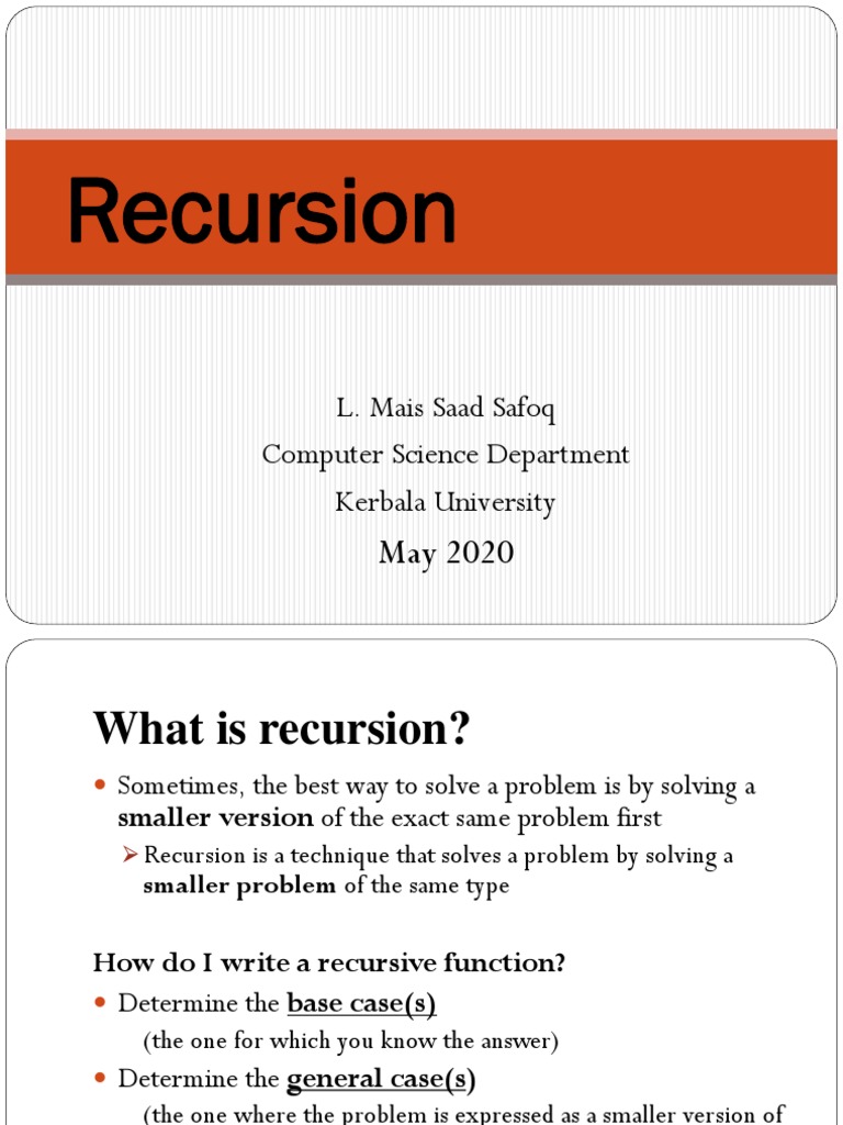 Algorithm L1 Recursion | PDF | Recursion | Discrete Mathematics
