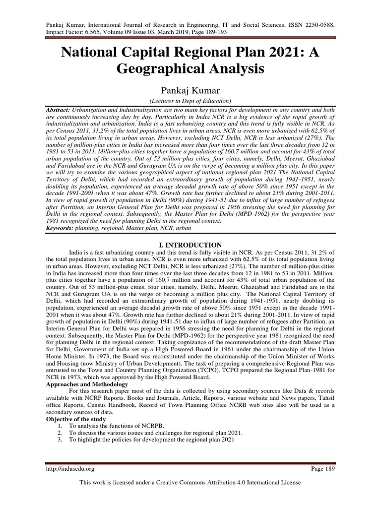 Geographical Analysis of NCR 2021 Plan | PDF | Economies | Business
