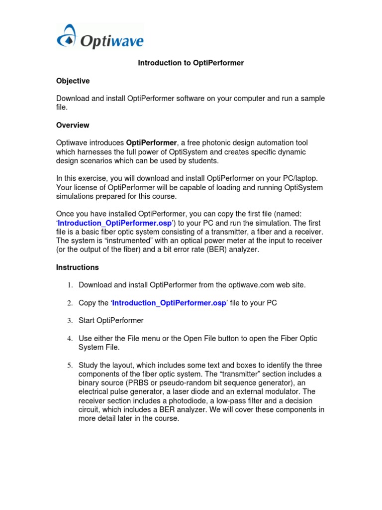 OptiPerformer Installation Guide | PDF