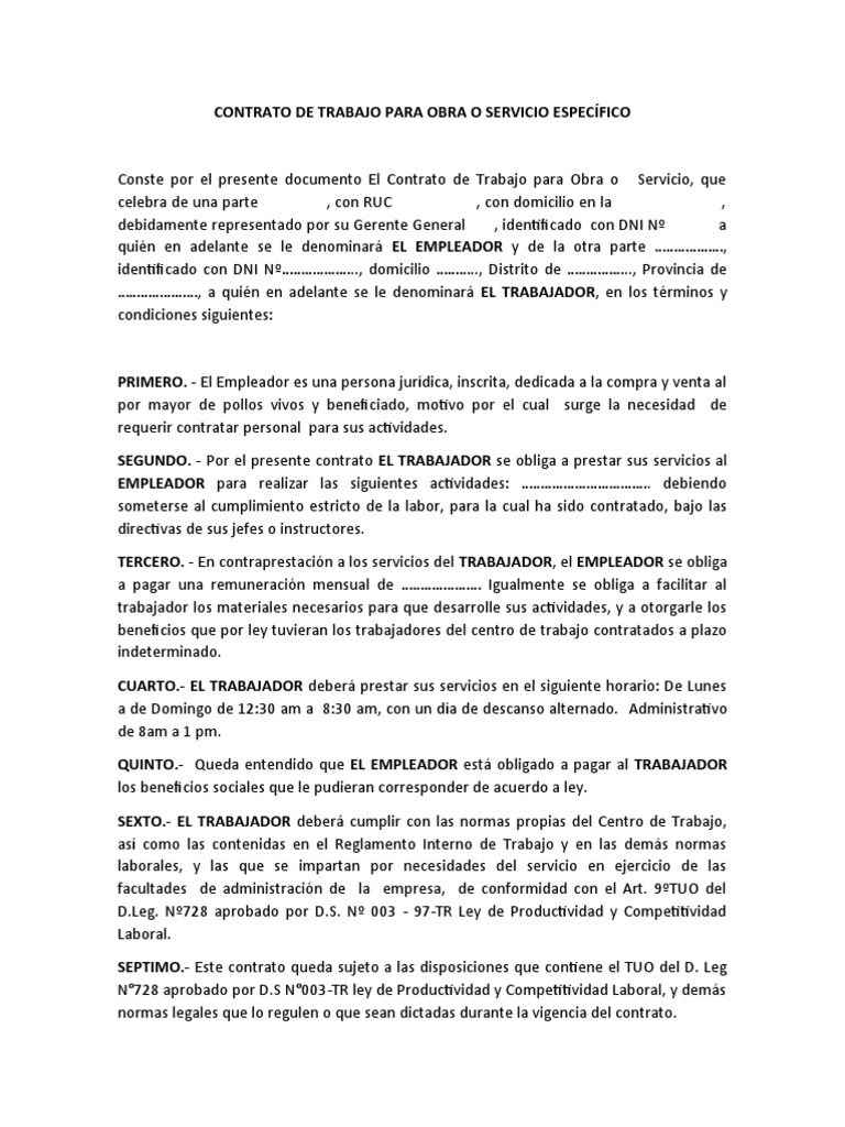 Contrato de Trabajo | PDF | Derecho laboral | Economias