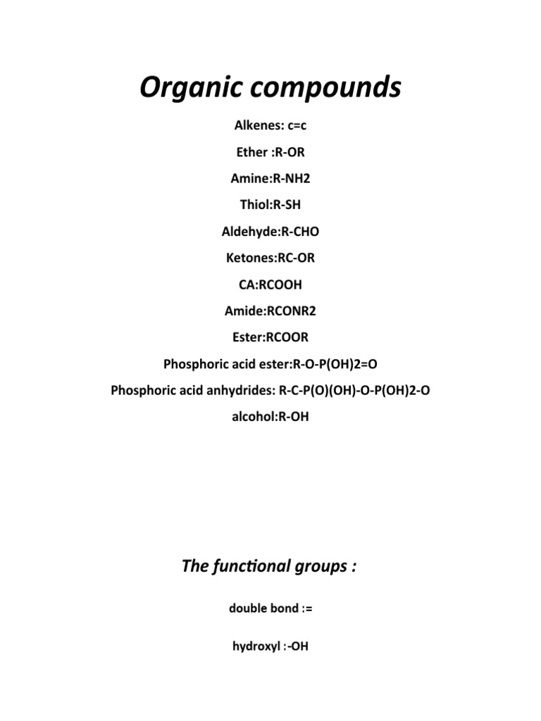 Organic Compounds: The Functional Groups | PDF | Hydrophile | Ester