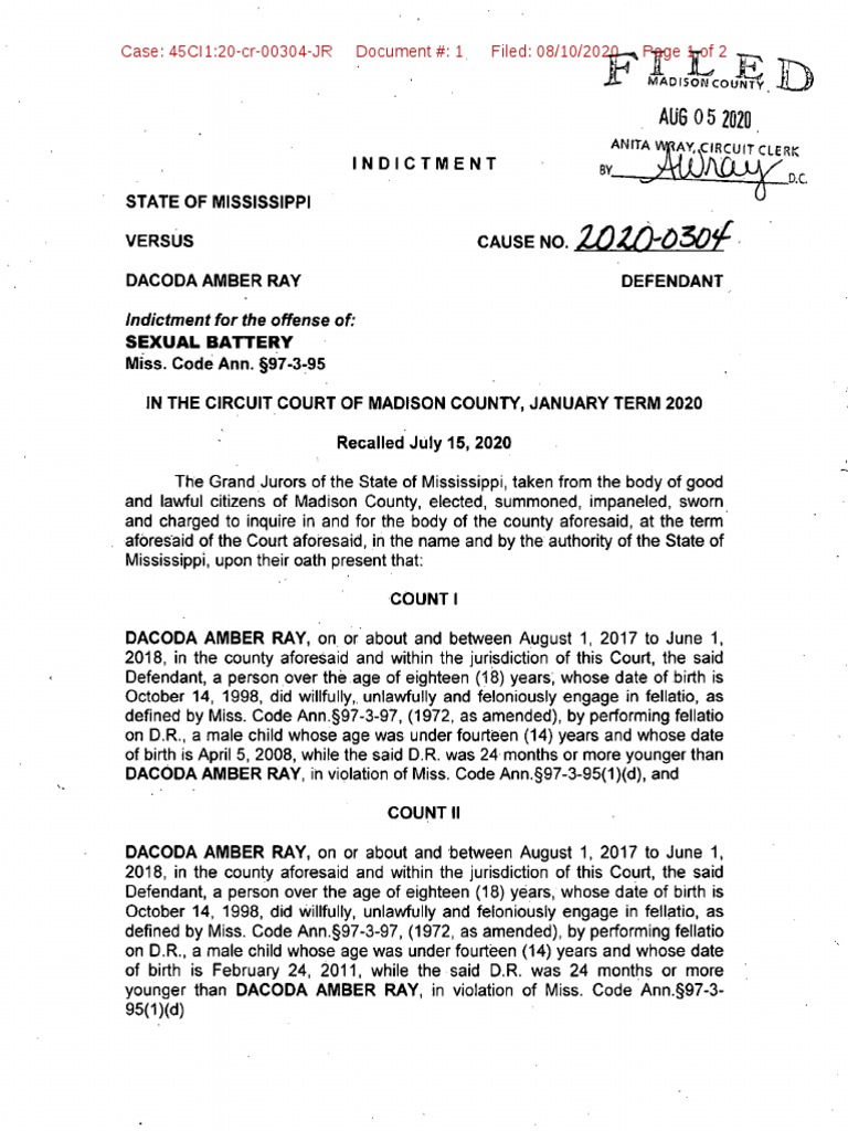 Dacoda Ray Indictment | PDF | Grand Jury | Law
