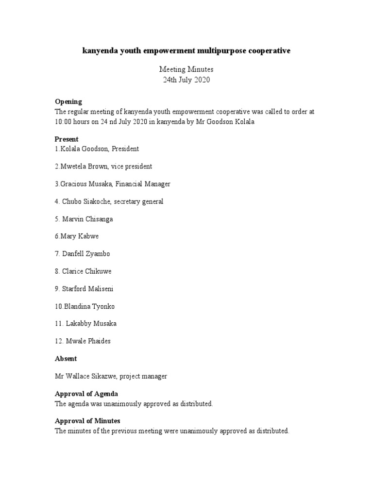 Minutes For The Bank Account | PDF