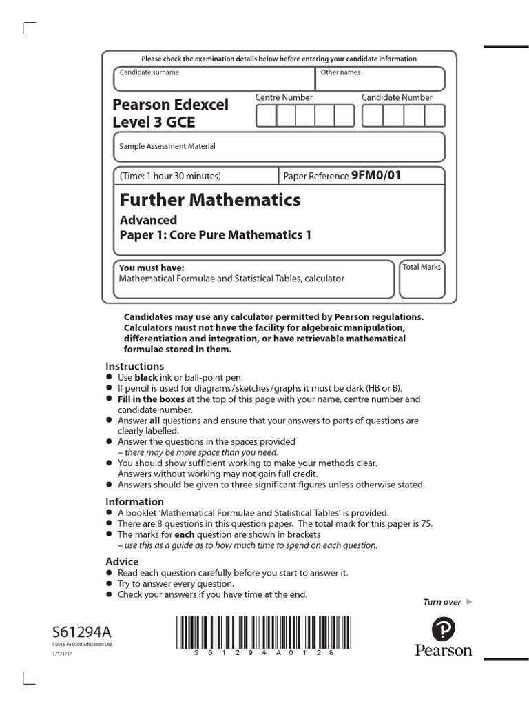 Further Mathematics: Pearson Edexcel Level 3 GCE | PDF | Teaching ...