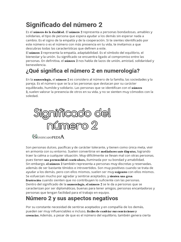 Significado Del Número 2 | PDF | Sicología | Conceptos psicologicos