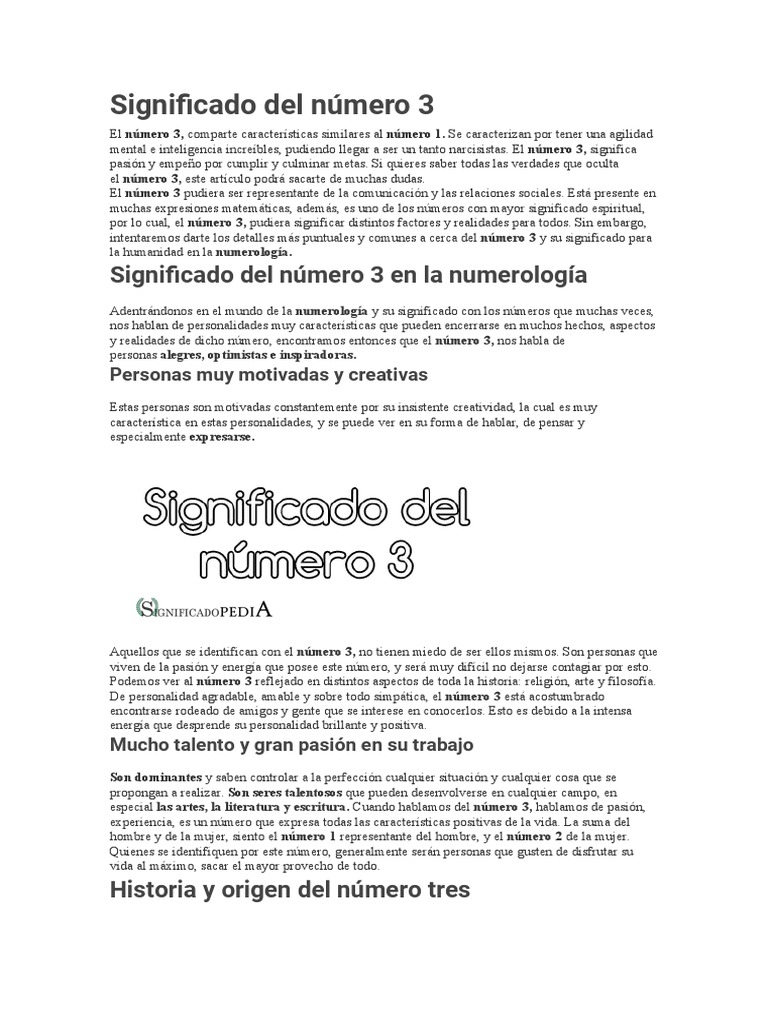 Significado Del Número 3 | PDF | Vida | Conceptos psicologicos