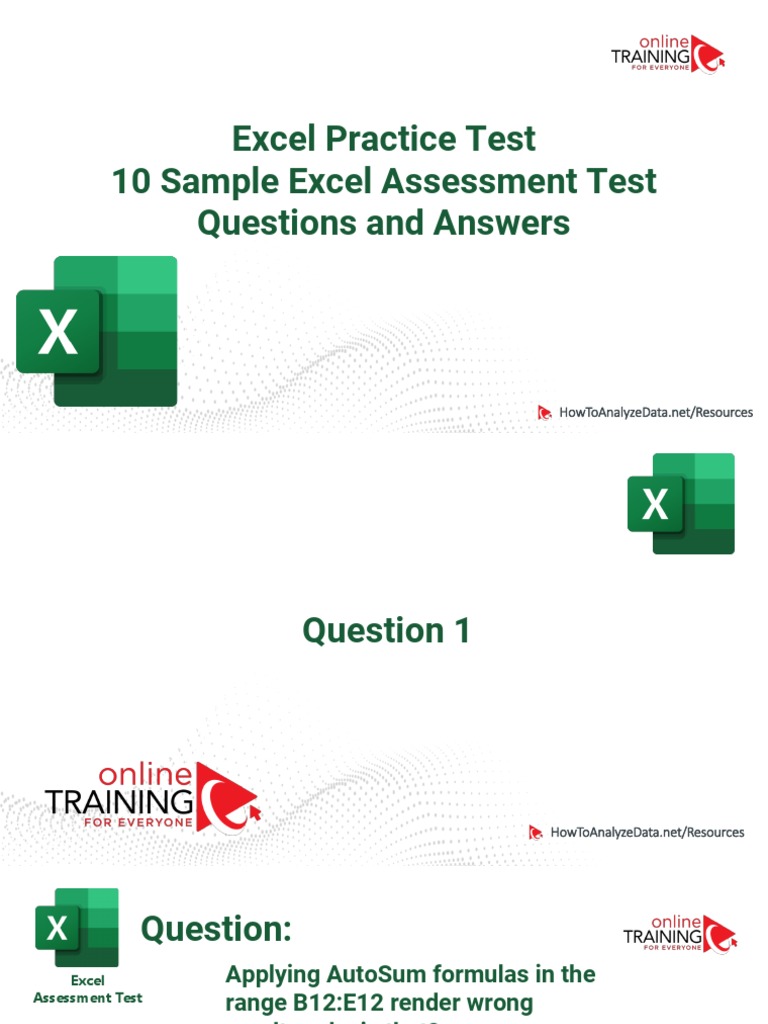Excel - Practic Sample - Excel Interview and Assessment Test Questions ...