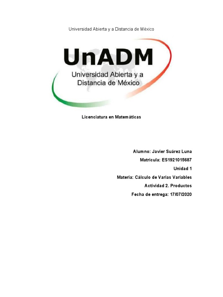 MCVV1 U1 A2 Jasl | PDF | Espacio vectorial | Física teórica