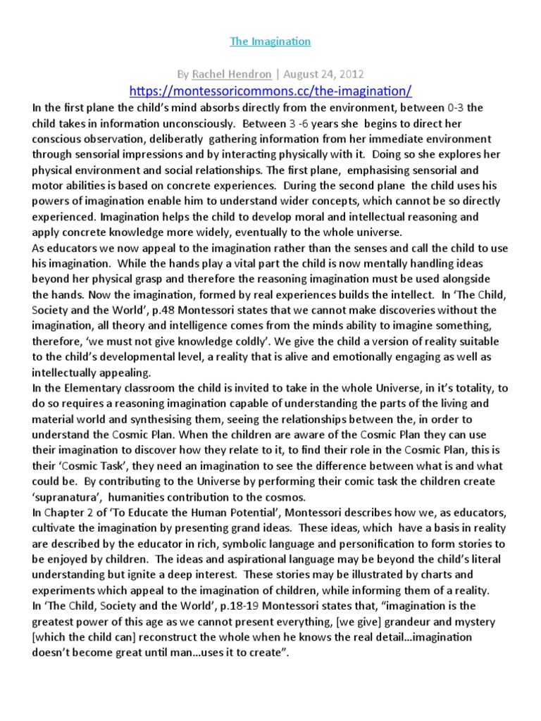 By Rachel Hendron - August 24, 2012: The Imagination | PDF | Imagination | Mind