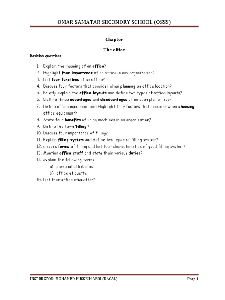 Chapter OFFICE Revision | PDF