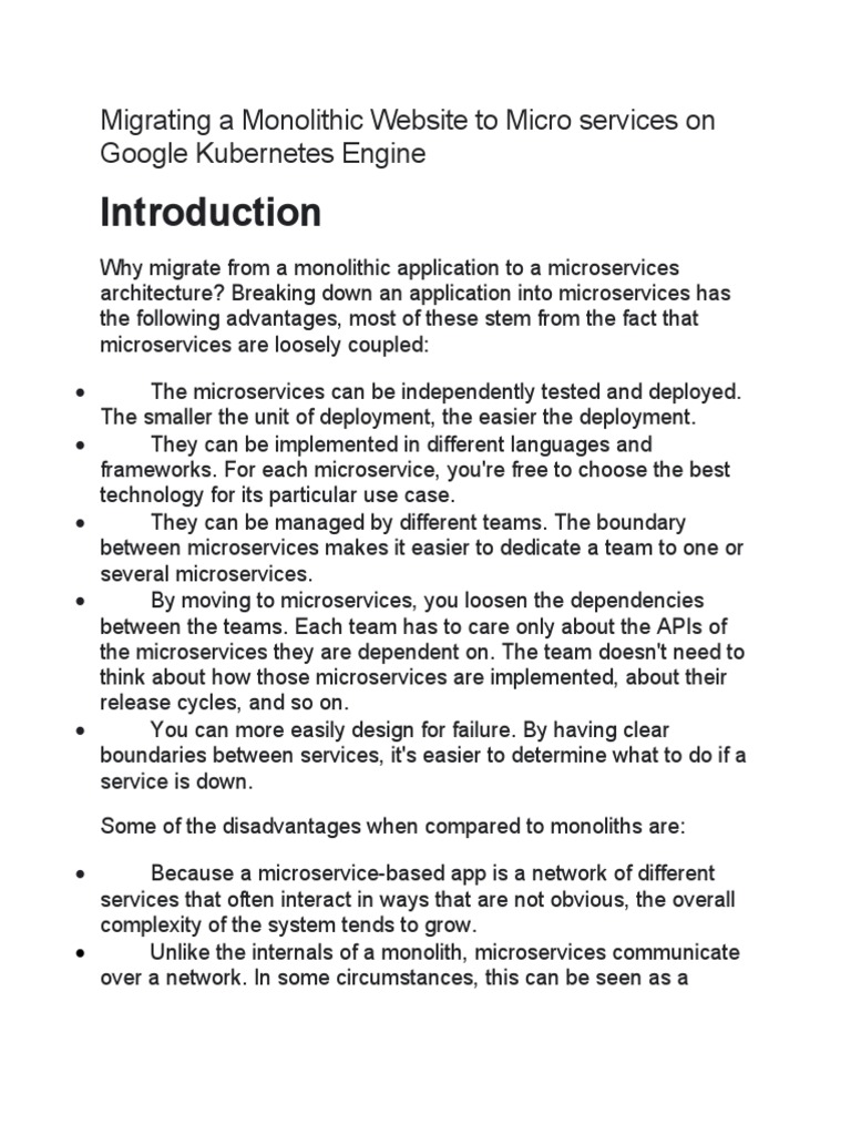 Migrate Monolith to Microservices on GKE | PDF | System Software | Computer Architecture