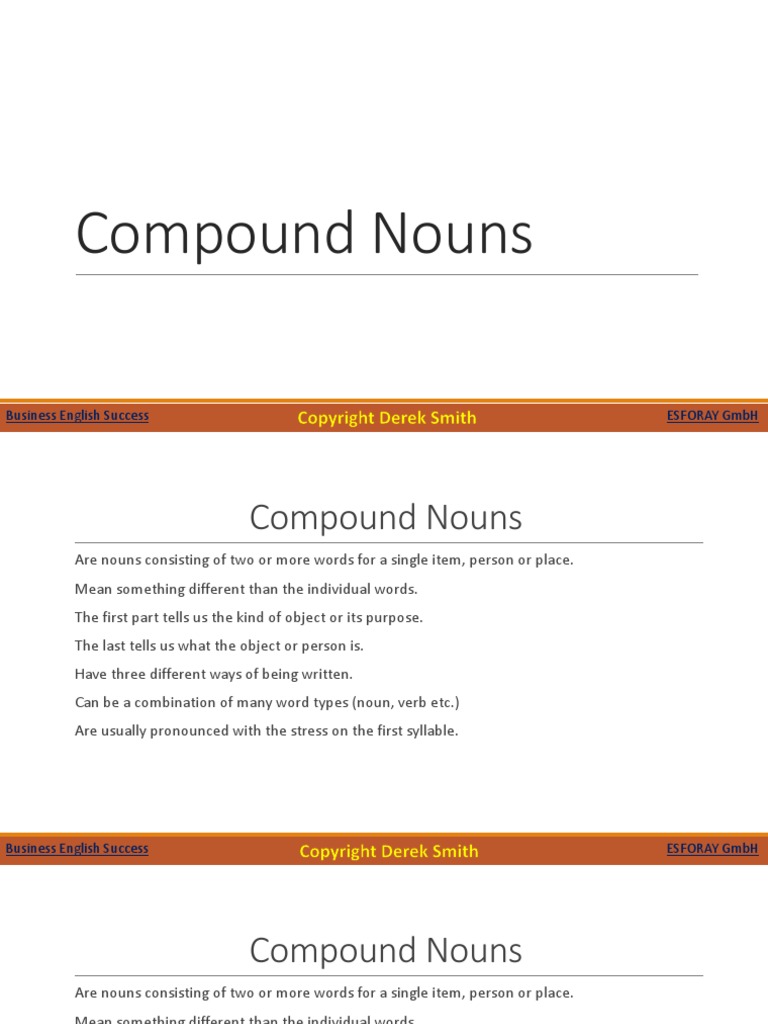 Compound Nouns: Business English Success Esforay GMBH | PDF | Word ...