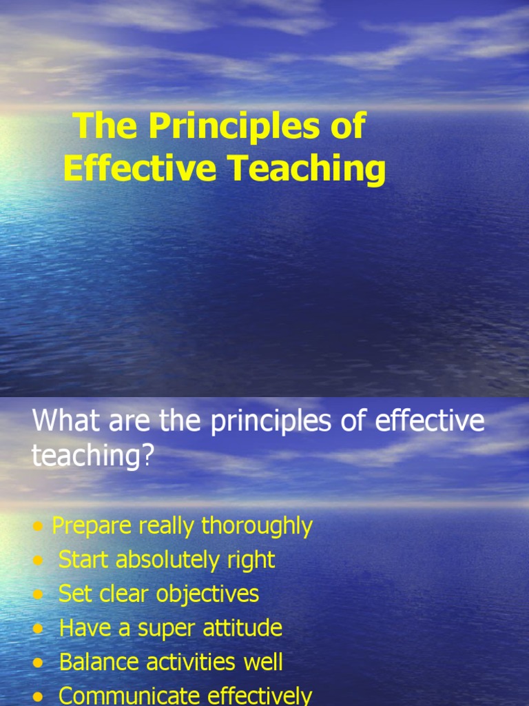 Principles of Effective Teaching | PDF | Humour | Behavior Modification