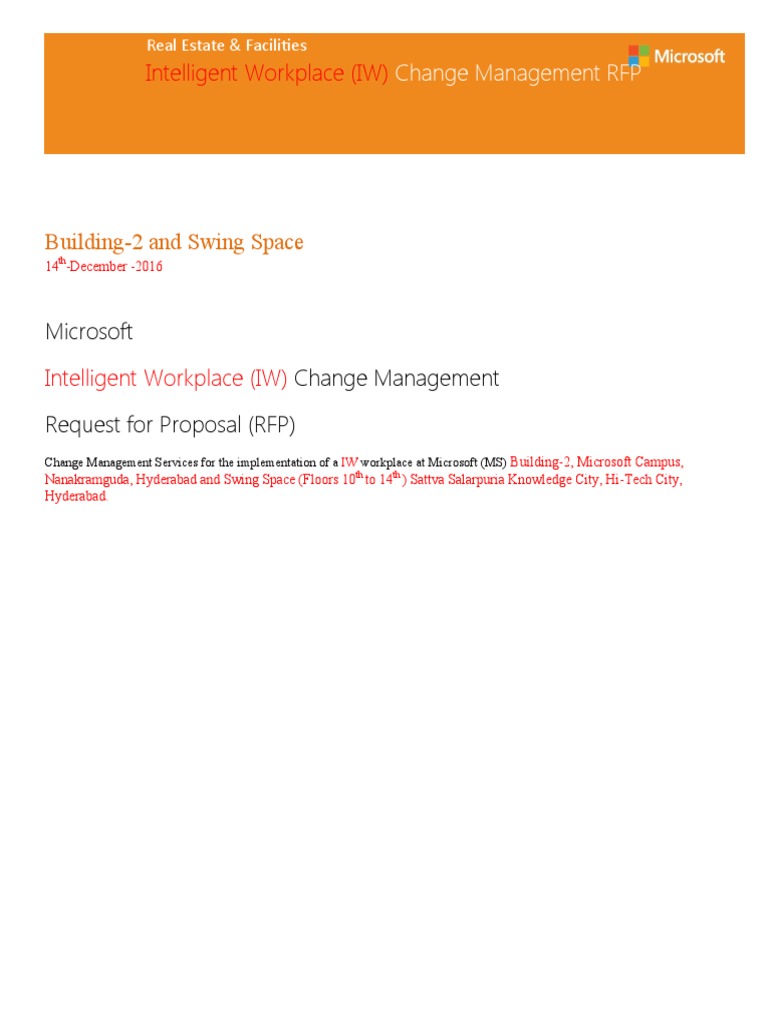 Intelligent Workplace Change Management RFP | PDF | Non Disclosure ...