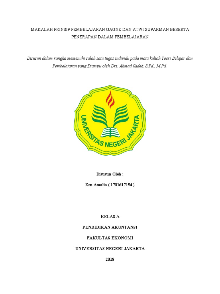 Makalah Prinsip Pembelajaran Gagne Dan Atwi Suparman Beserta ...