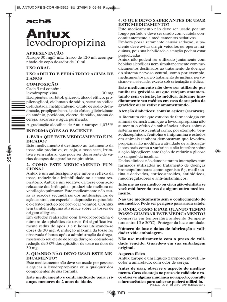 O que devo saber sobre o uso do medicamento Antux | PDF | Xarope | Tosse