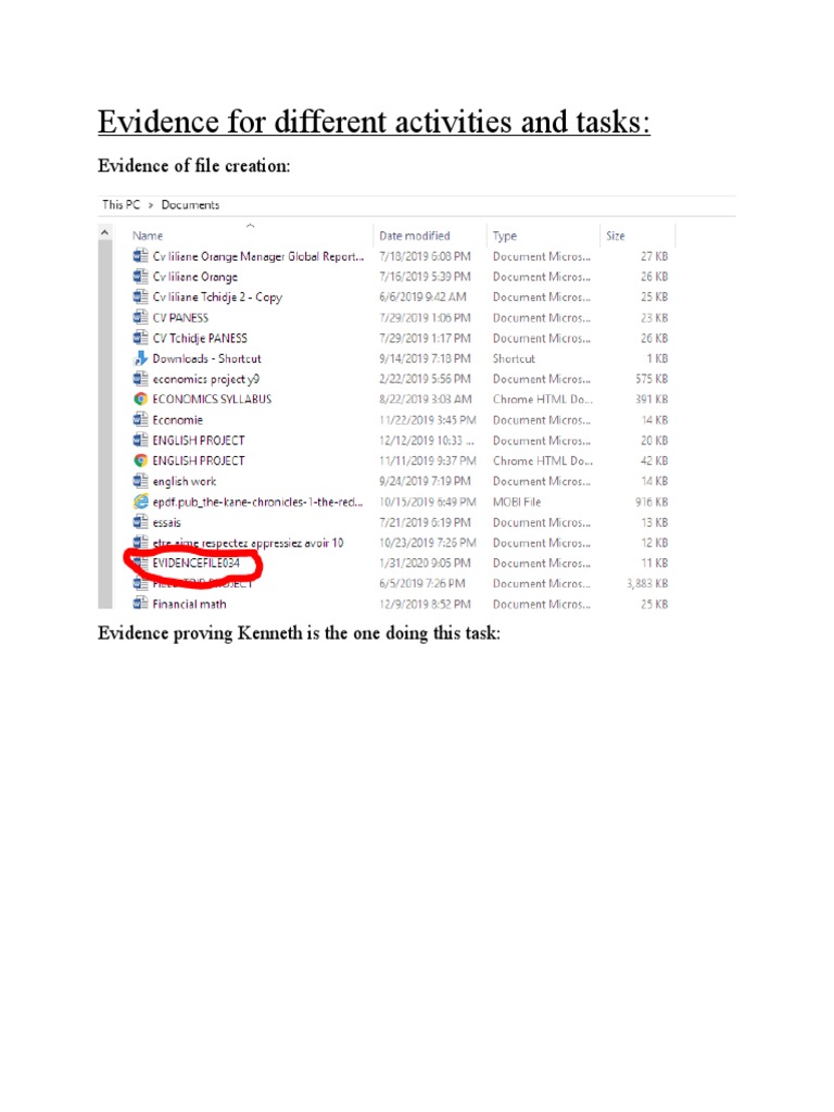 Evidence Report: File Creation Activity on a Windows Dell Computer ...