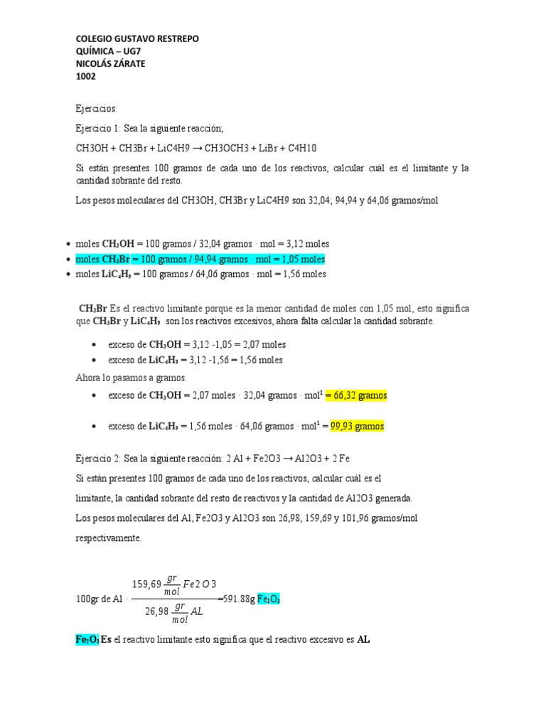Nicolás Zárate-1002-Química-UG7 | PDF