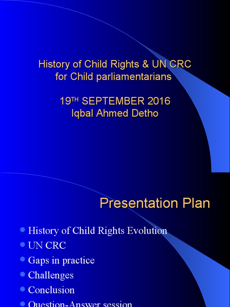 History of Child Rights & UN CRC For Child Parliamentarians 19 ...