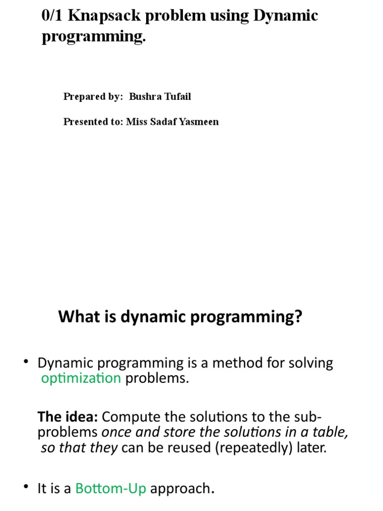 Algoritms Knapsack | PDF | Dynamic Programming | Algorithms And Data ...