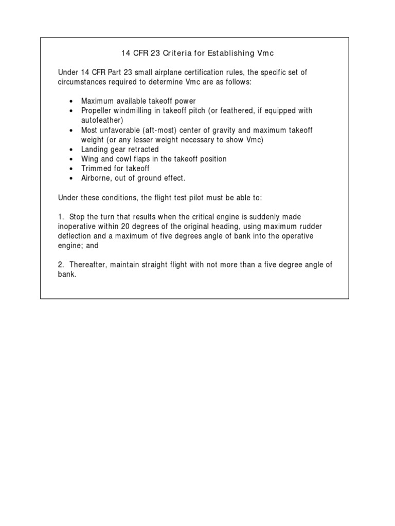 14 CFR 23 Criteria For Establishing VMC | PDF