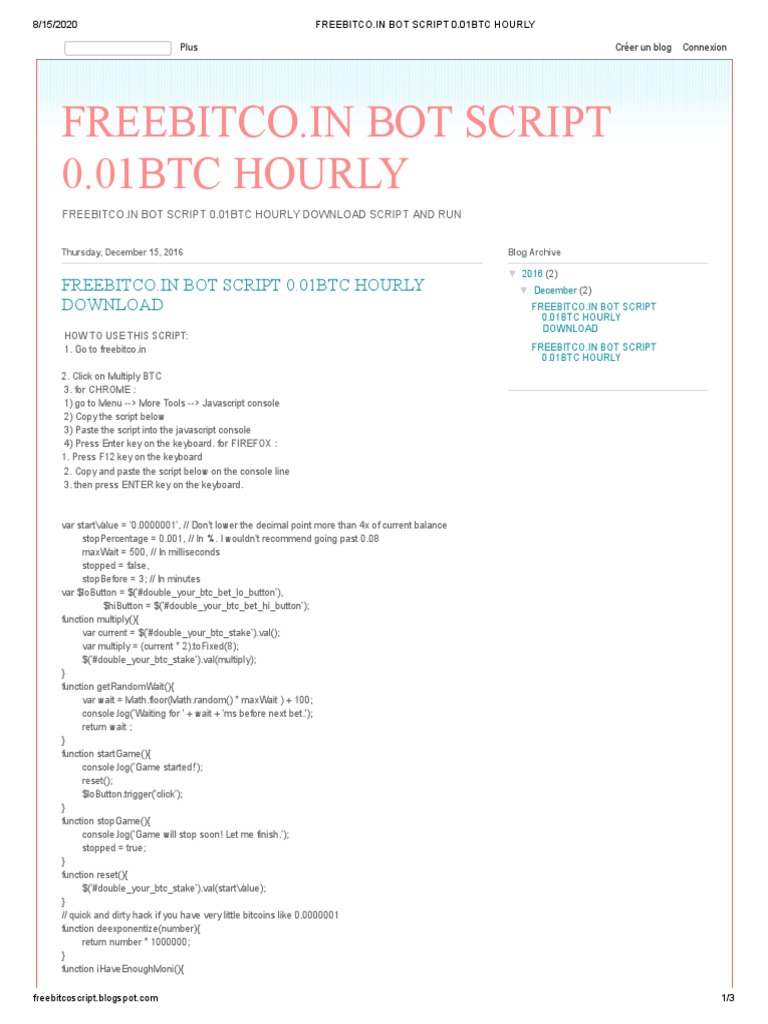Freebitco - in Bot Script 0.01BTC Hourly | PDF | World Wide Web | Internet & Web