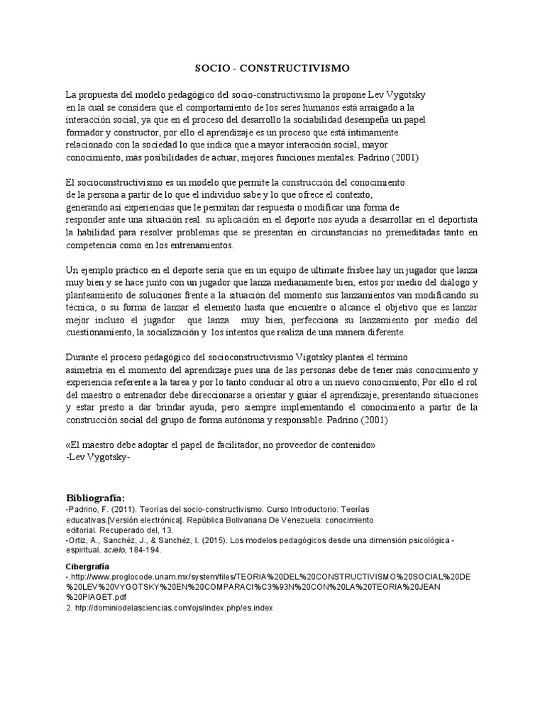 Socio - Constructivismo | PDF | Constructivismo (filosofía de la educación) | Conocimiento