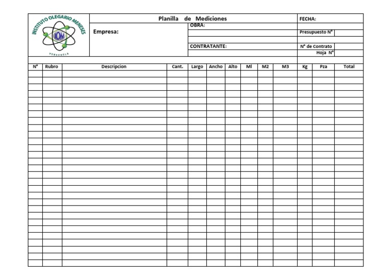 Ejemplo Planilla Modelo de Mediciones | PDF