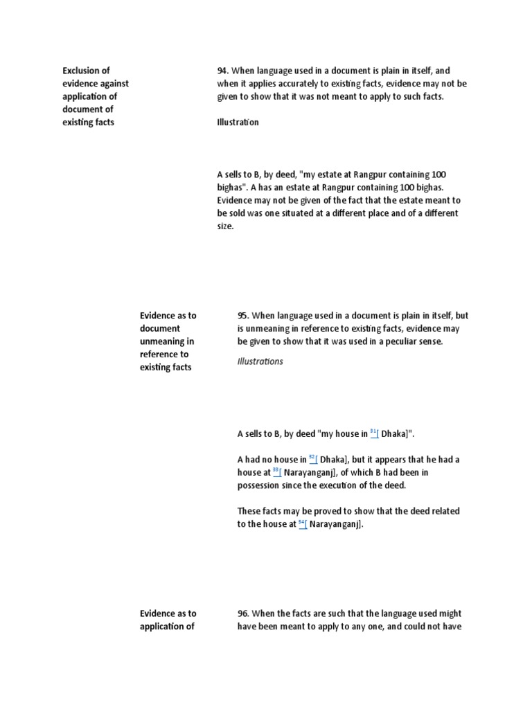 Exclusion of Evidence Against Application of Document of Existing Facts ...