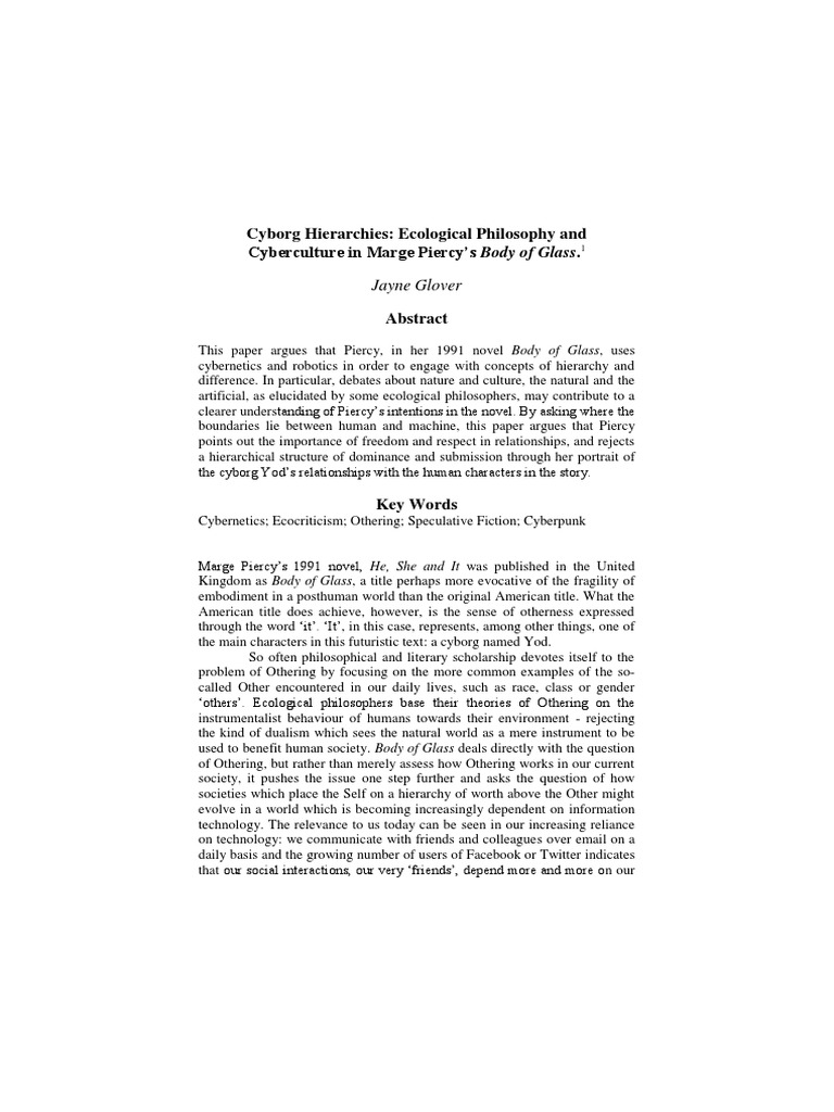 Cyborg Hierarchies Ecological Philosophy and | PDF | Cyborg | Posthuman