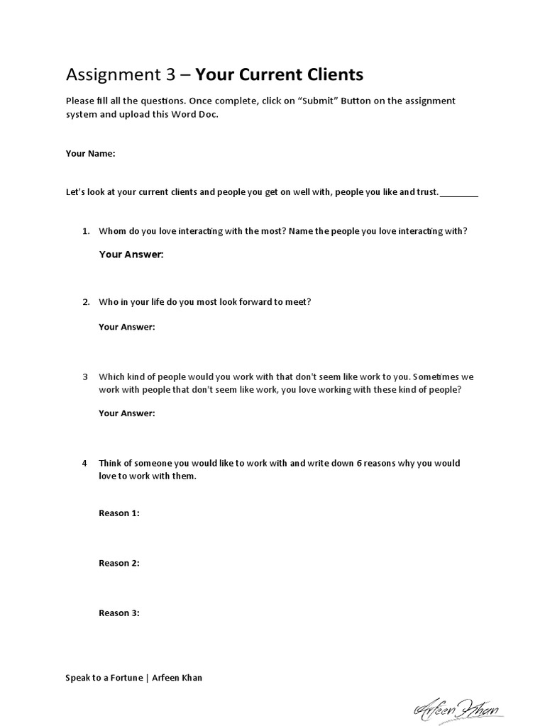 Assignment 3 - Your Current Clients | PDF