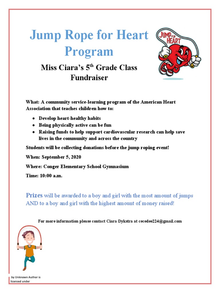 Jump Rope For Heart Program: Miss Ciara's 5 Grade Class Fundraiser | PDF