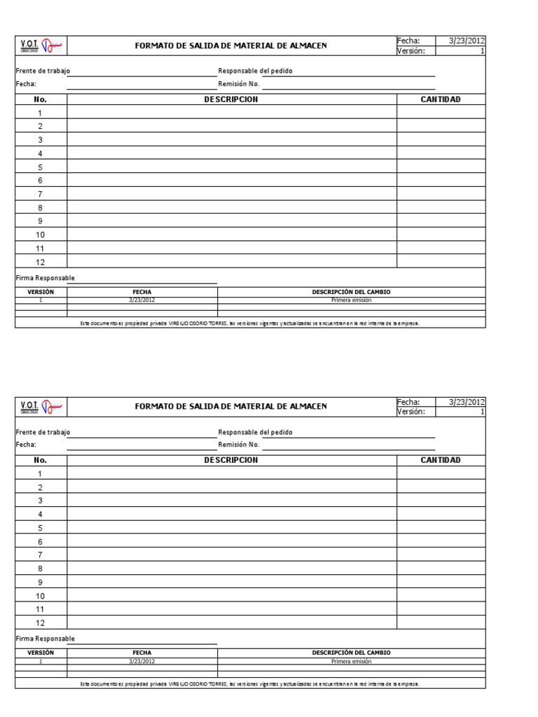Formato de Salida de Materiales de Almacen | PDF | Business