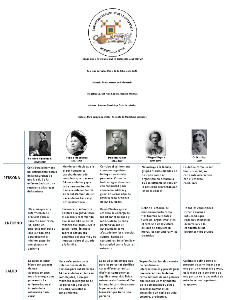 Cuadro Comparativo Fundamentos de Enf II | PDF | Enfermería | Ciencias del comportamiento