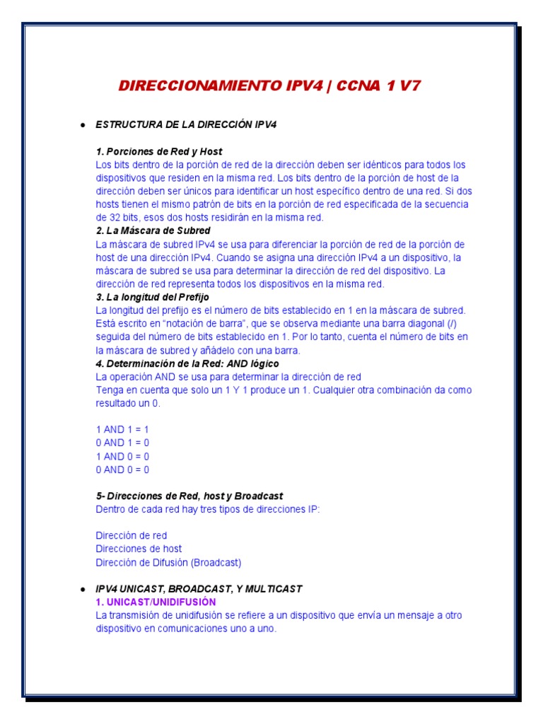 Direccionamiento IPV4: Conceptos fundamentales y estructura de las ...