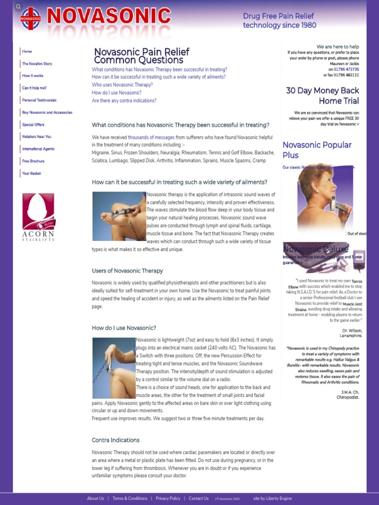 Novasonic Pain Relief Common Questions: 30 Day Money Back Home Trial ...