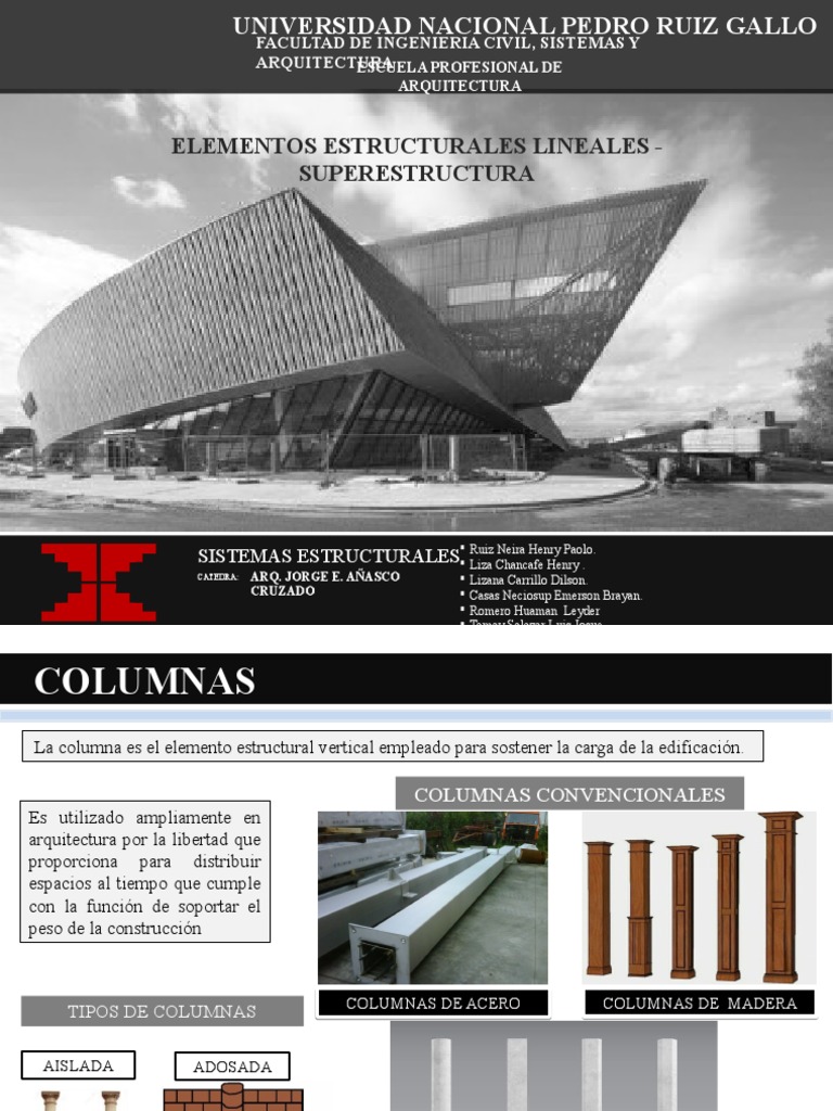 Elementos estructurales lineales y columnas convencionales y no ...