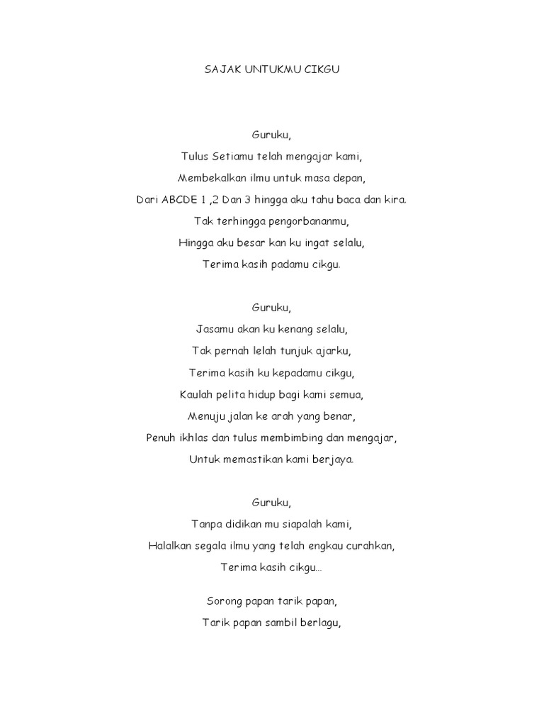 Sajak Untuk Guru | PDF