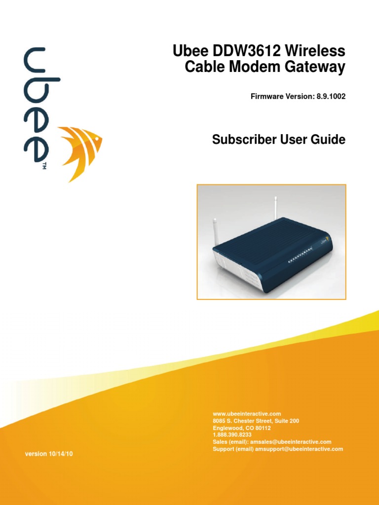 Ubee DDW3612 Wireless Cable Modem Gateway: Subscriber User Guide | PDF ...