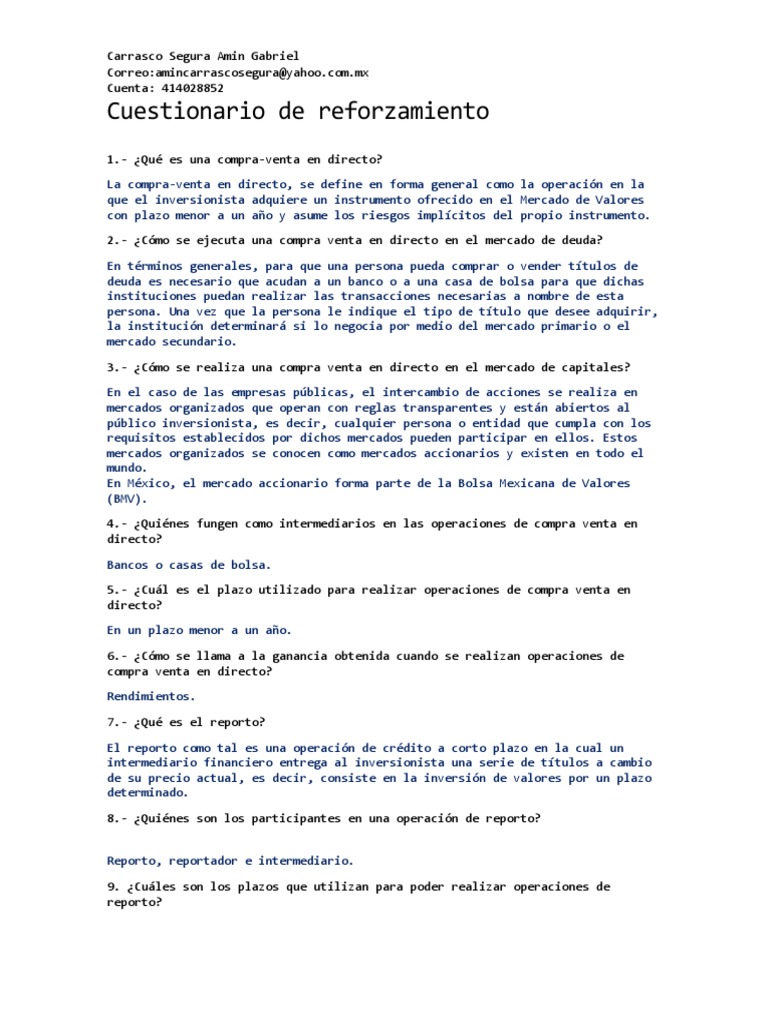 Tarea Cuestionario de Reforzamiento Unidad 3 | PDF | Bolsa | Compartir ...