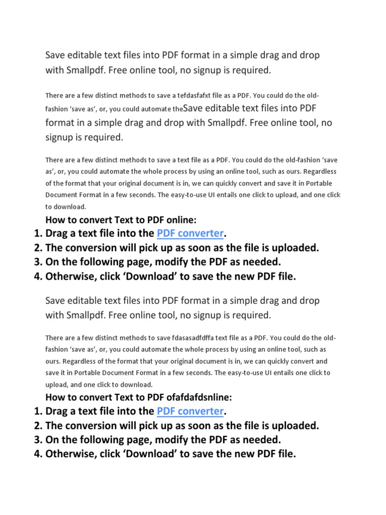 PDF Converter: How To Convert Text To PDF Online | PDF | Text ...