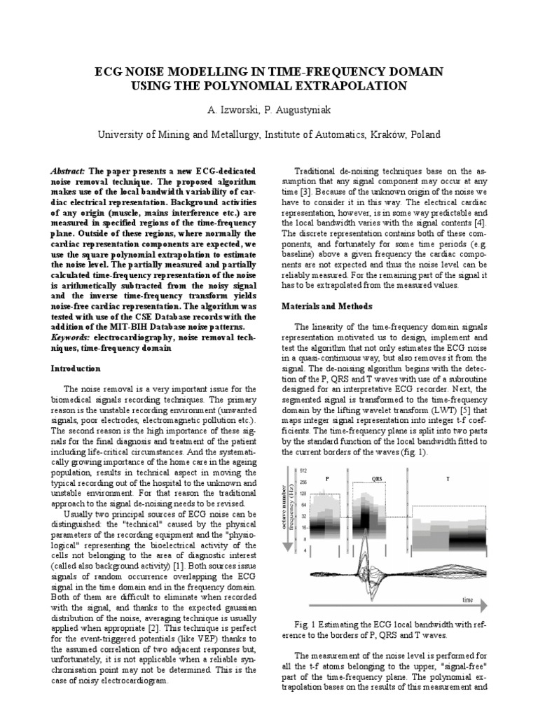 Ecg Noise Modelling in Time-Frequency Domain Using The Polynomial ...
