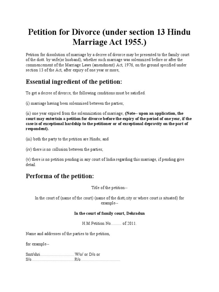 Petition For Divorce | PDF | Divorce | Affidavit