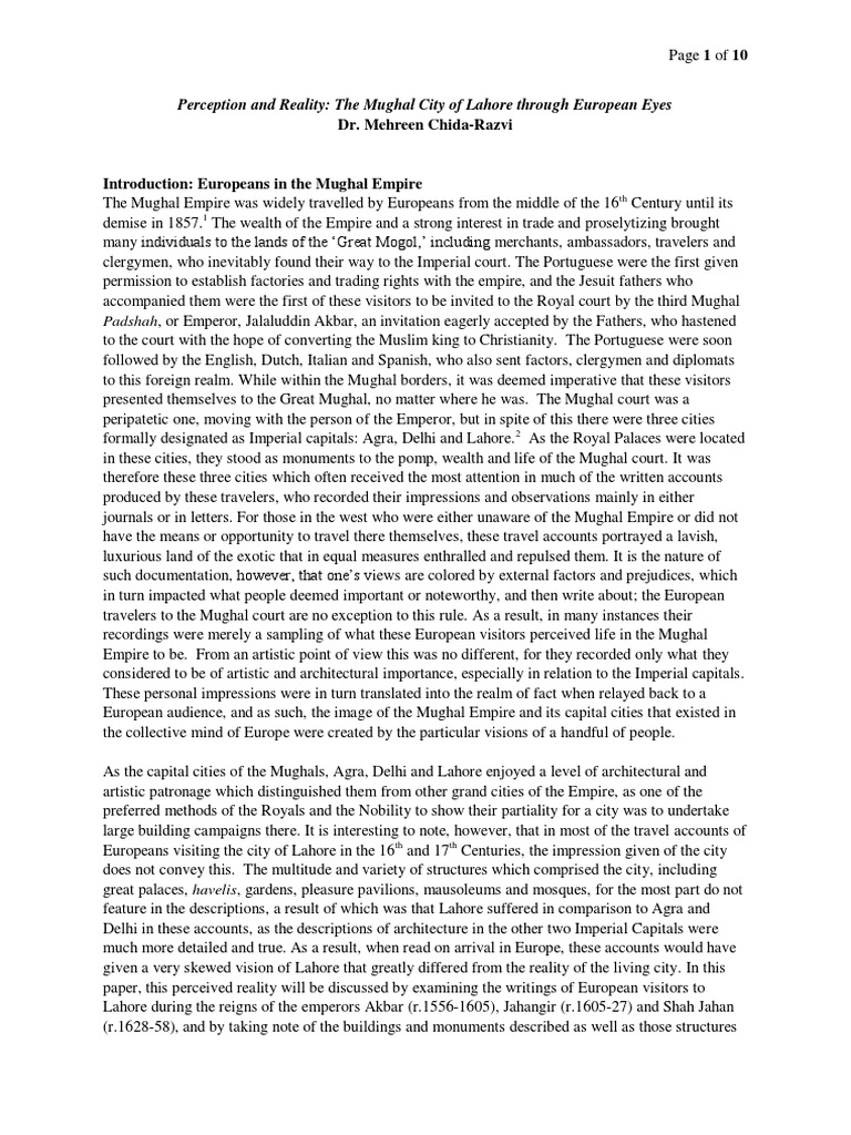 Dr. Mehreen Chida-Razvi: Perception and Reality: The Mughal City of ...
