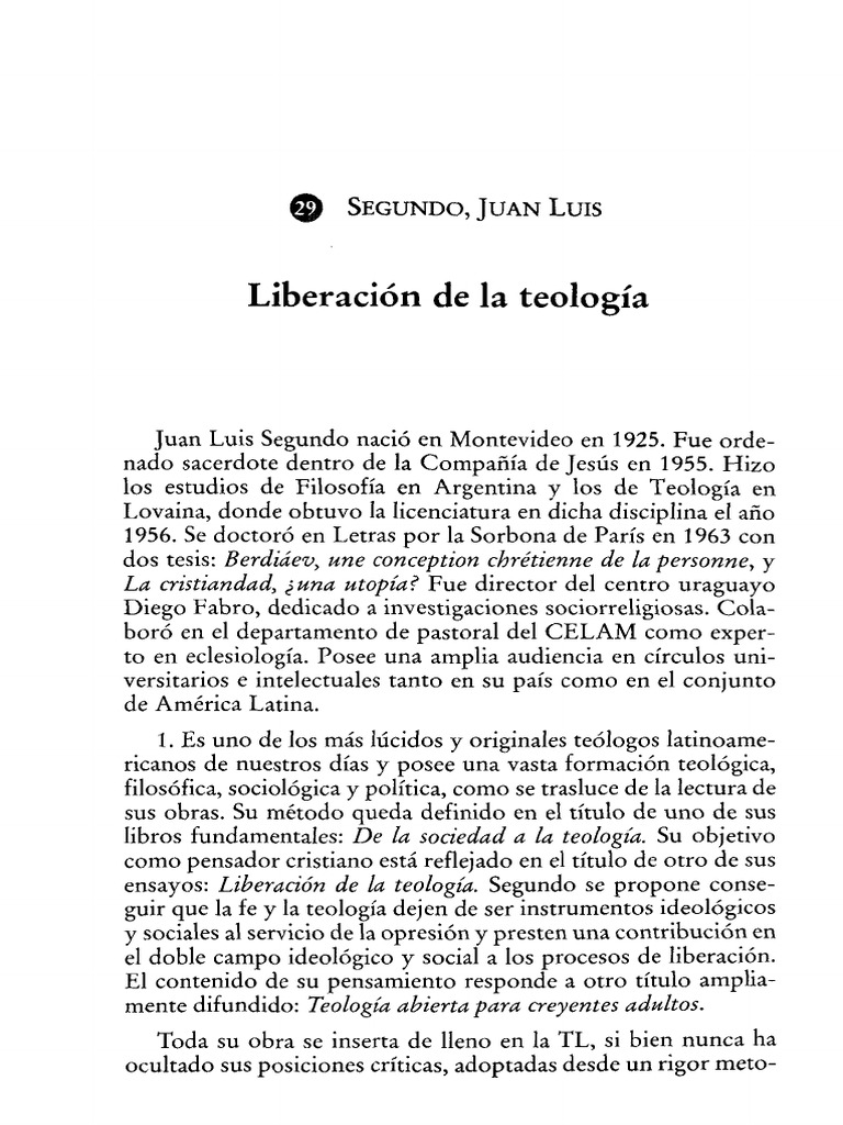 Teología de la Liberación de Juan Luis Segundo | PDF | Divinidad ...